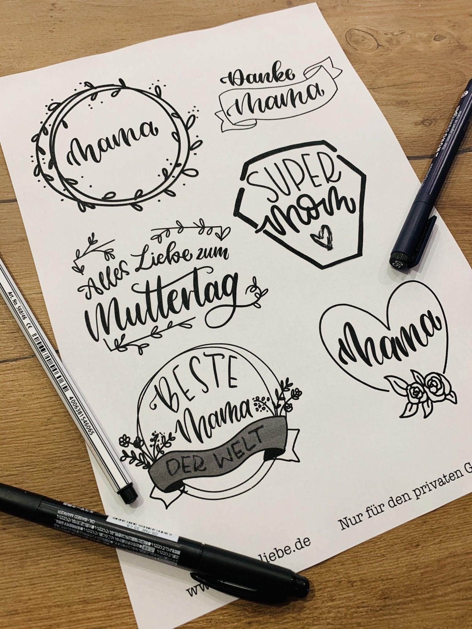 Muttertags Lettering Vorlage PDF – Stifteliebe
